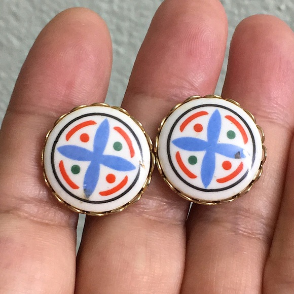 Hand Crafted | Jewelry | Vtg Ceramic Clip Earrings | Poshmark
